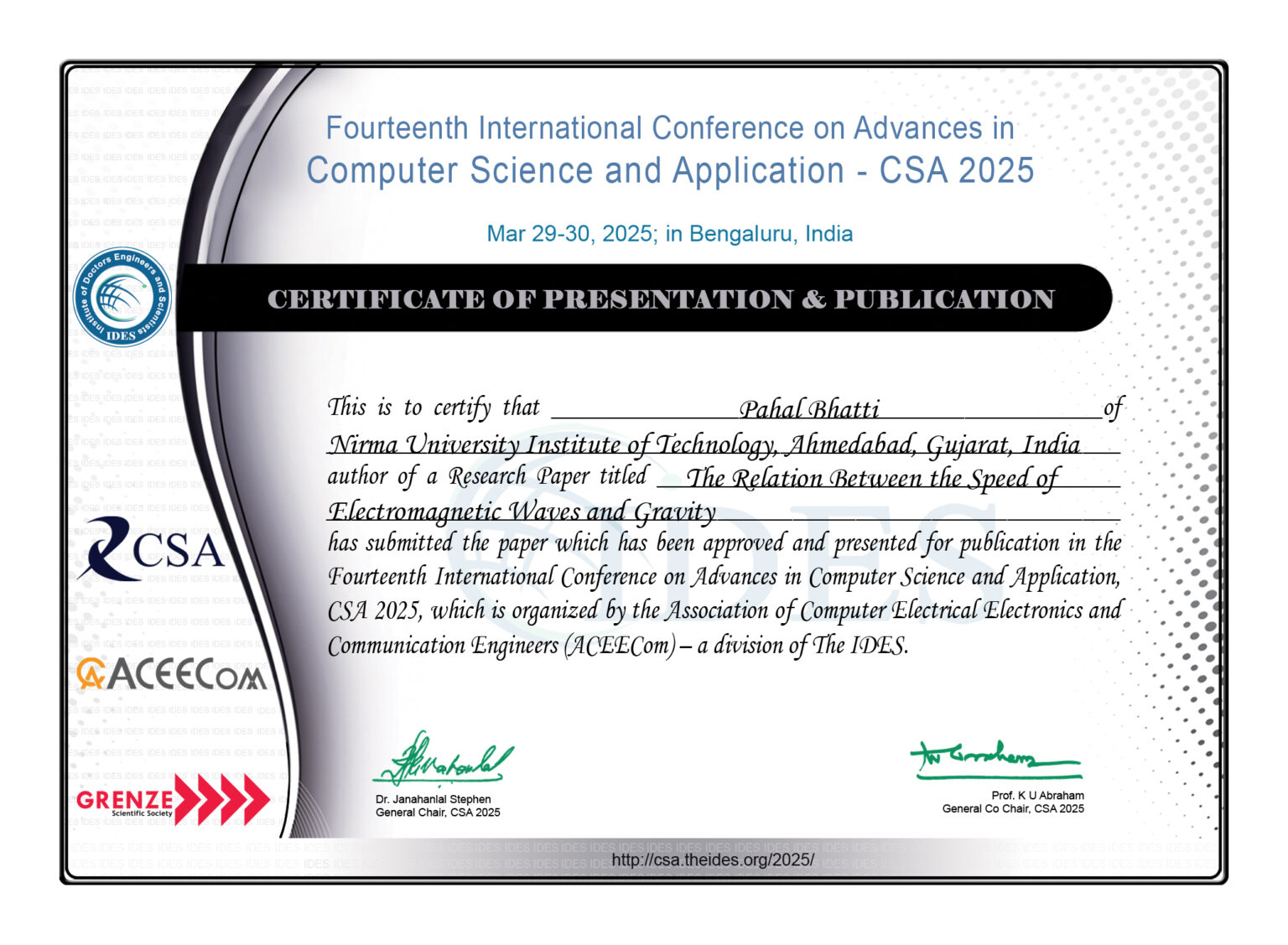 Celebrating Pahal's Recent Achievements in Physics Research! - DPS ...